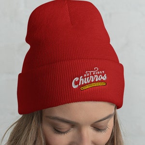 But First Churros Embroidered Cuffed Beanie - Funny Sweet Fried Dough ...
