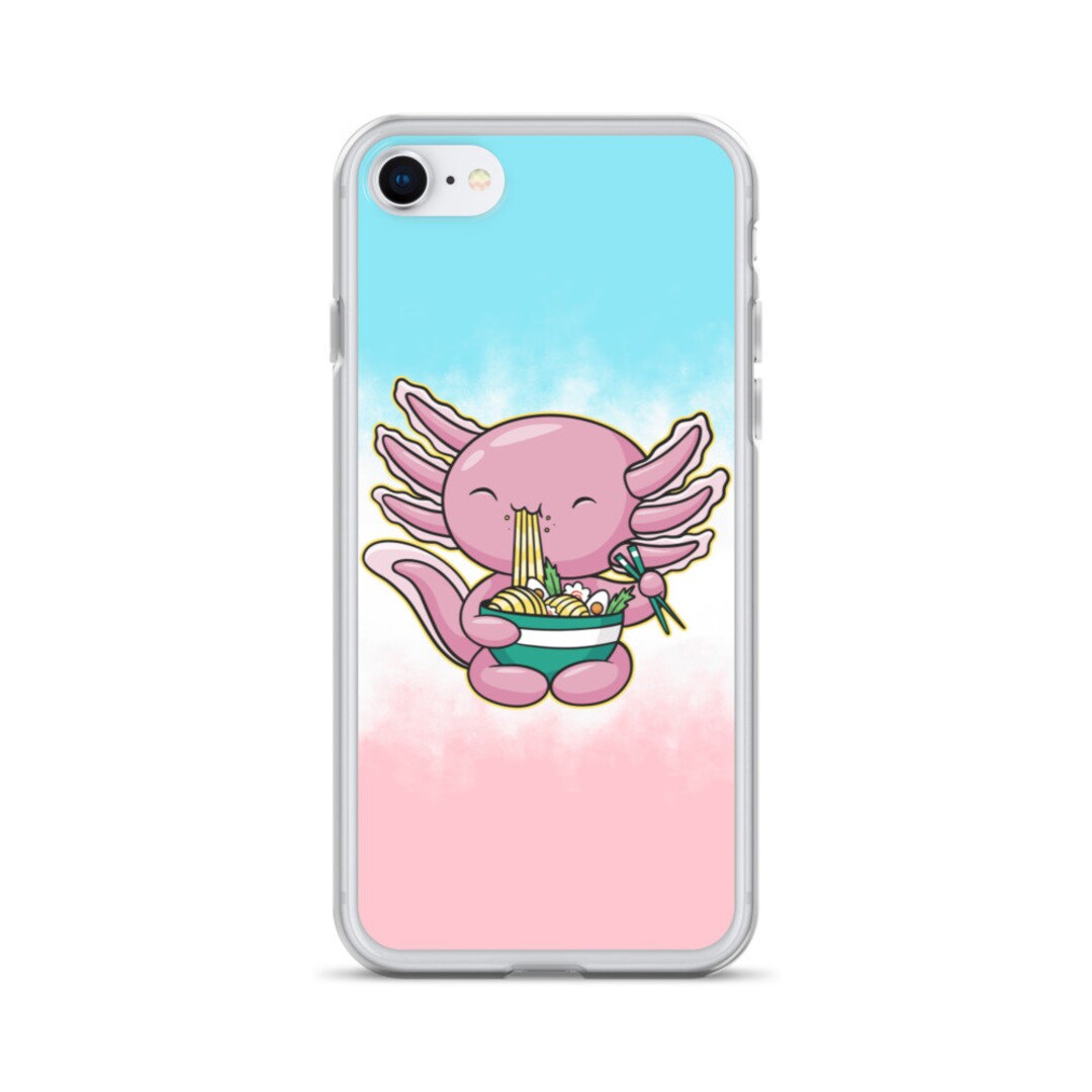 Kawaii Axolotl Eating Ramen Noodles iPhone Case Gift Happy Japanese ...