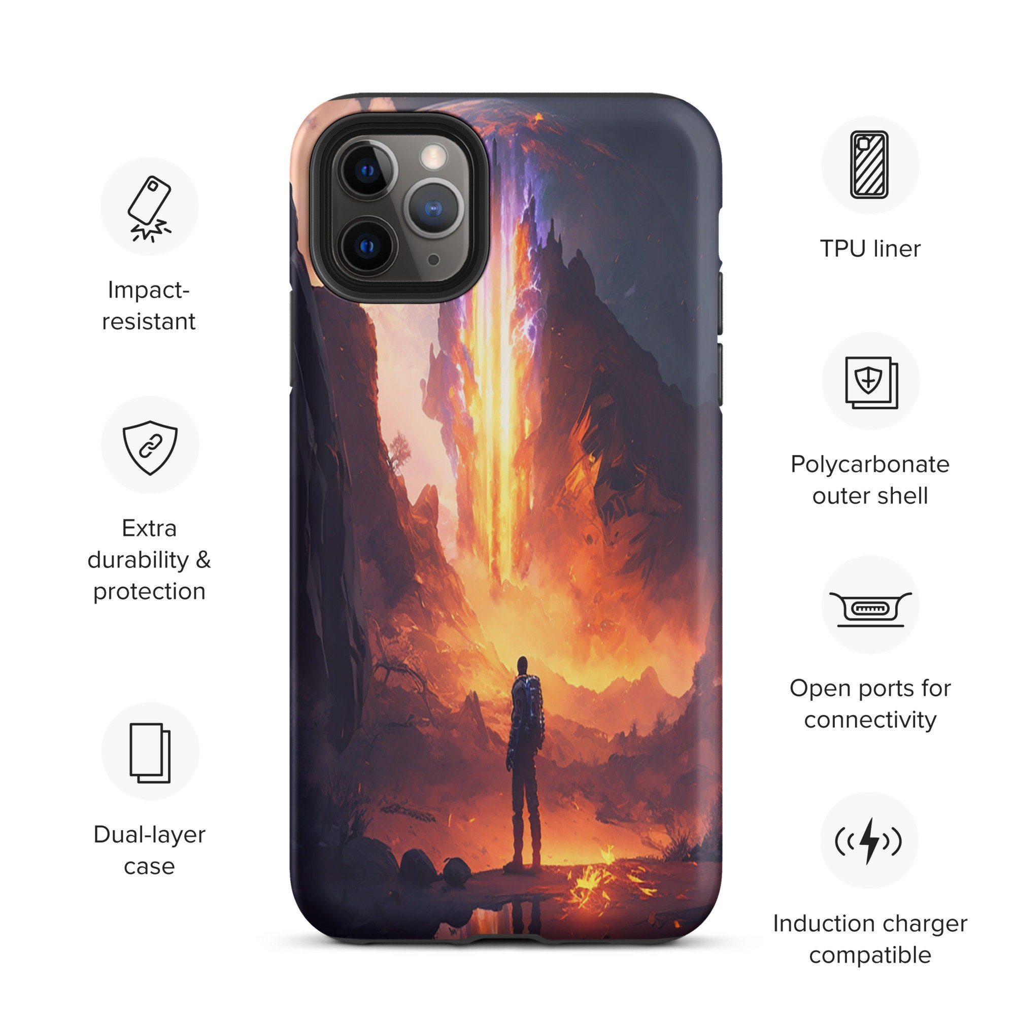 Futuristic Fire World Explosion Matte iPhone Case Gift Celestial Punk ...