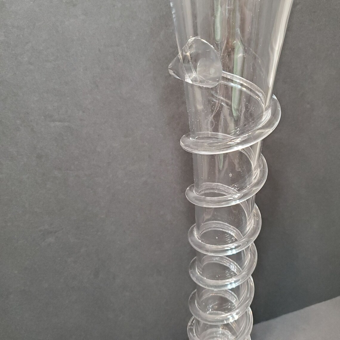 Hand Blown Clear Glass Spiral Vase, Asymmetric, 20 Inch Vase, Trumpet ...