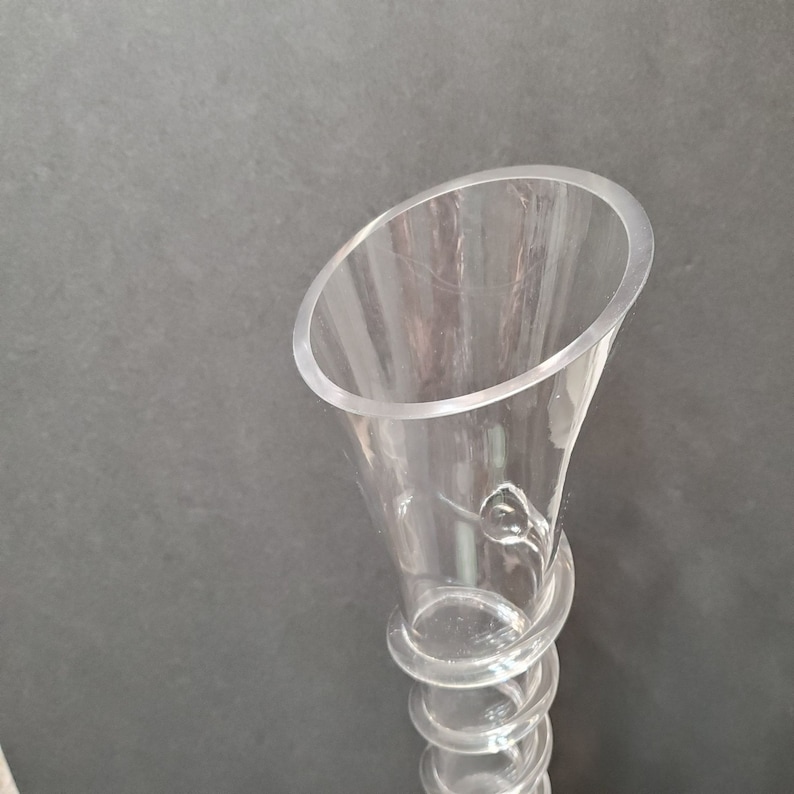 Hand Blown Clear Glass Spiral Vase, Asymmetric, 20 Inch Vase, Trumpet ...