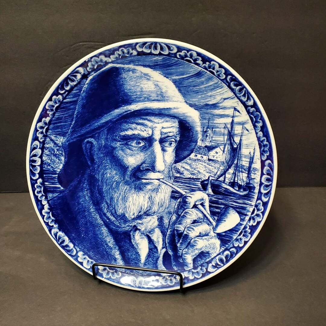 Vintage Boch Freres La Louviere Delft Plate, Belgium, Old Man Plate ...