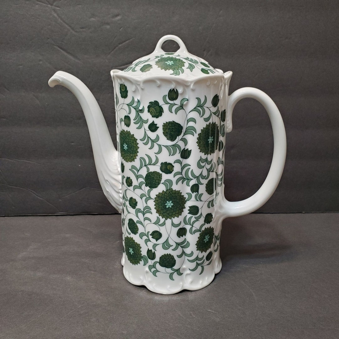 Rosenthal Classic Rose Collection Coffee Pot 9" White & Green Floral ...