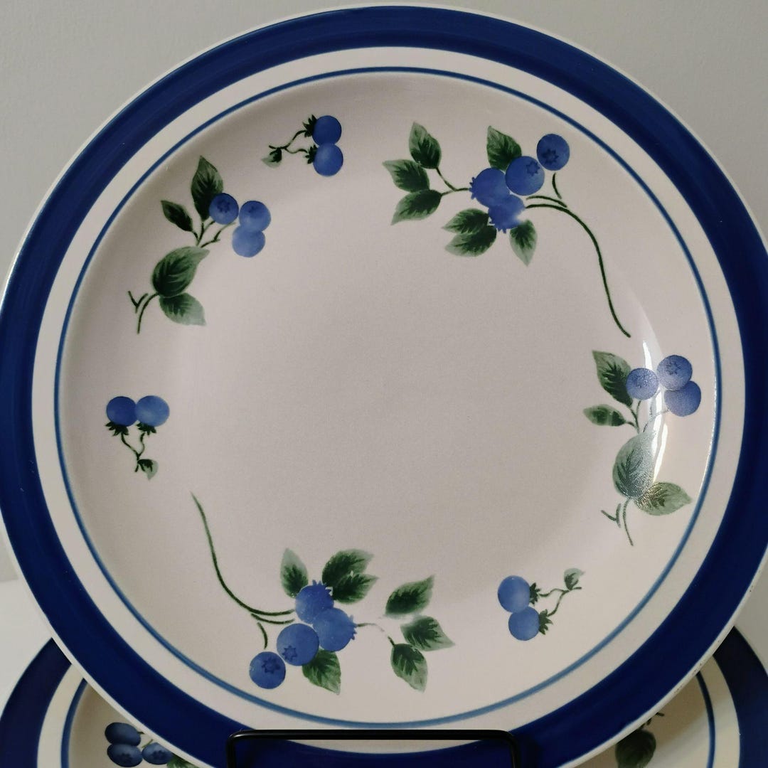 Vintage LL Bean Maine Blueberry 11” Stoneware Dinner Plates, 1980s ...