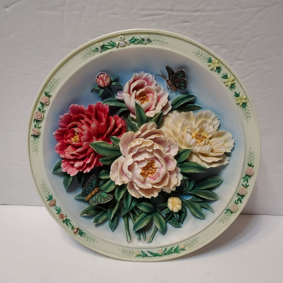 Bradford Exchange Plate, Lena Liu, the Peony Garden, 3D Floral ...