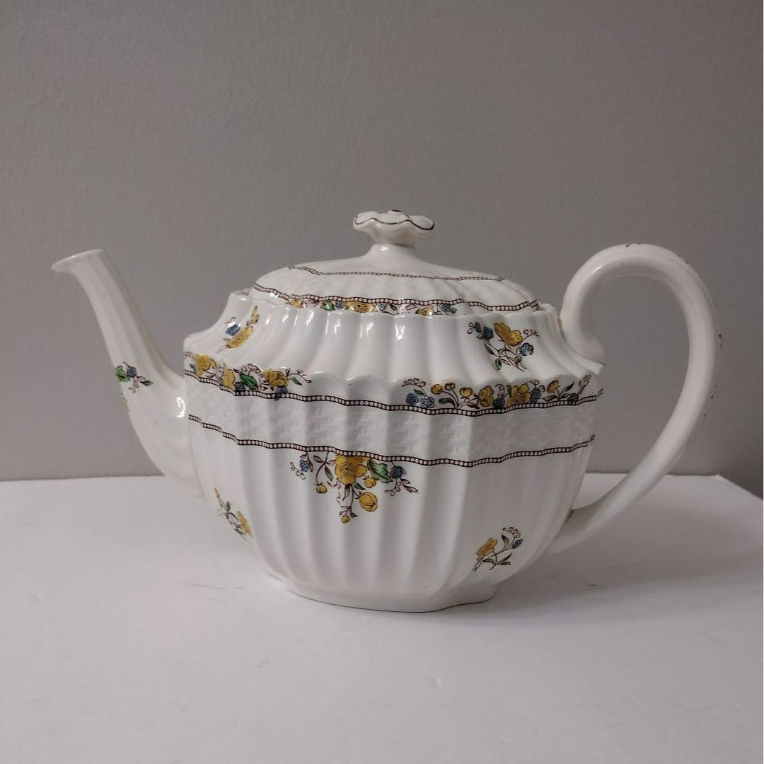 Spode Buttercup Teapot Vintage Copeland 2/7873 Scalloped Floral England ...