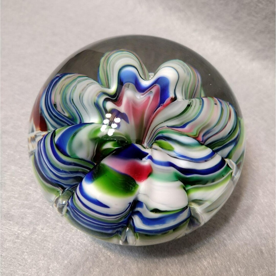 Vintage Joe St Clair Paperweight, Multi-color Ribbon Crimp, 3 Inch ...