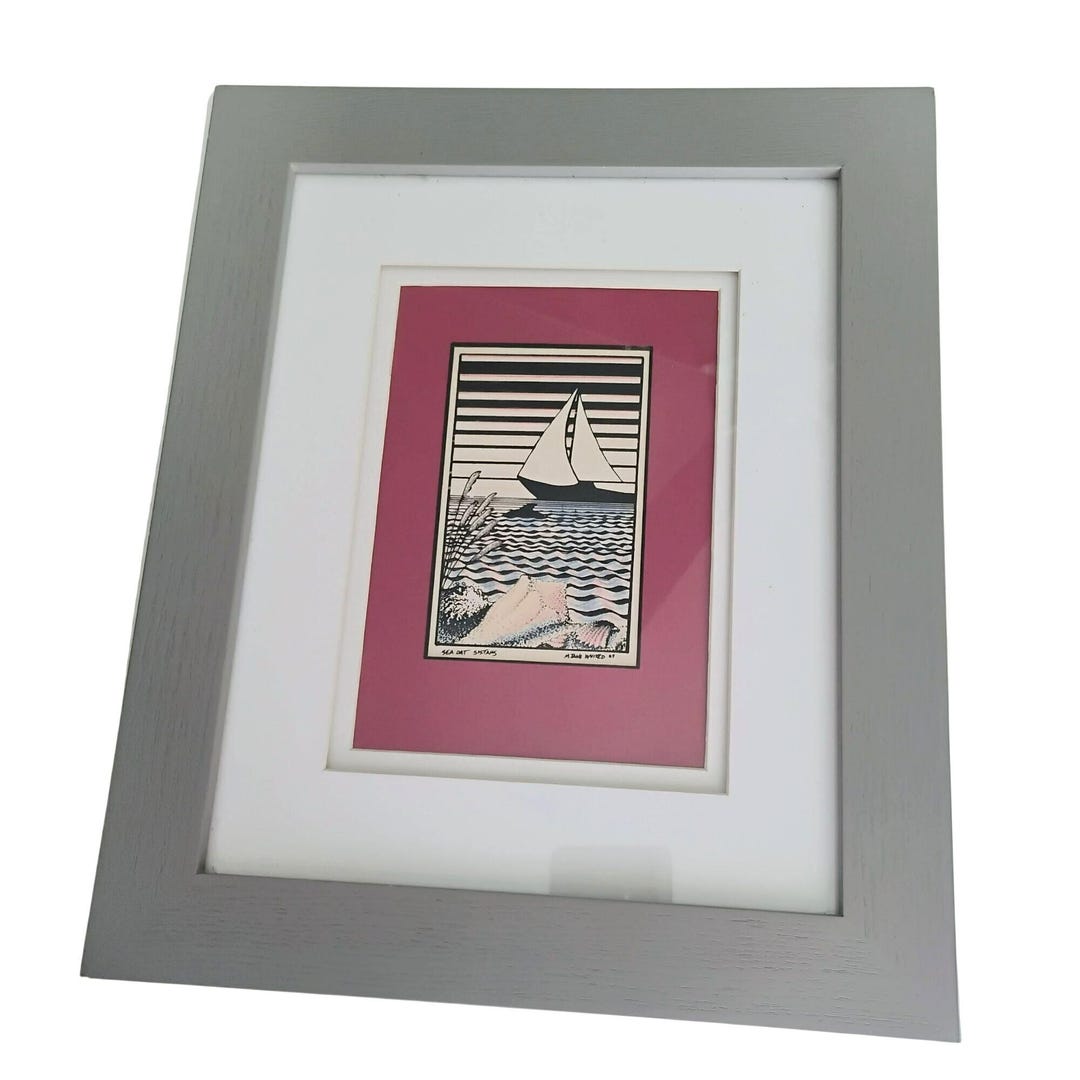 Framed Coastal Artwork, Signed Linocut Print, Sea Oat Sistahs, Mary ...