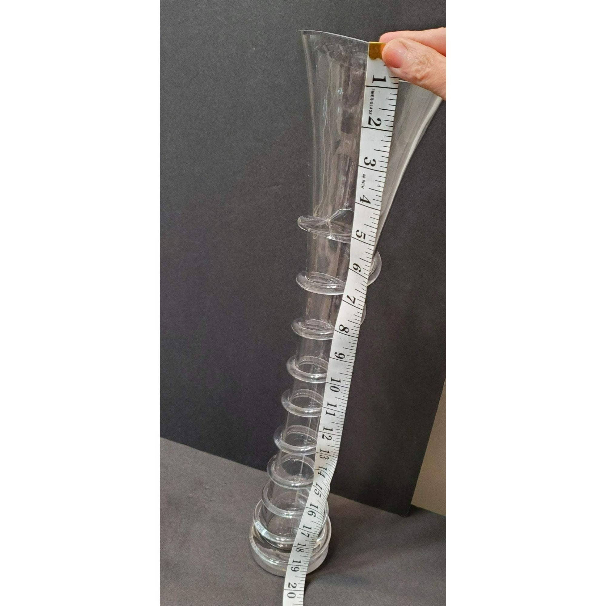 Hand Blown Clear Glass Spiral Vase, Asymmetric, 20 Inch Vase, Trumpet ...
