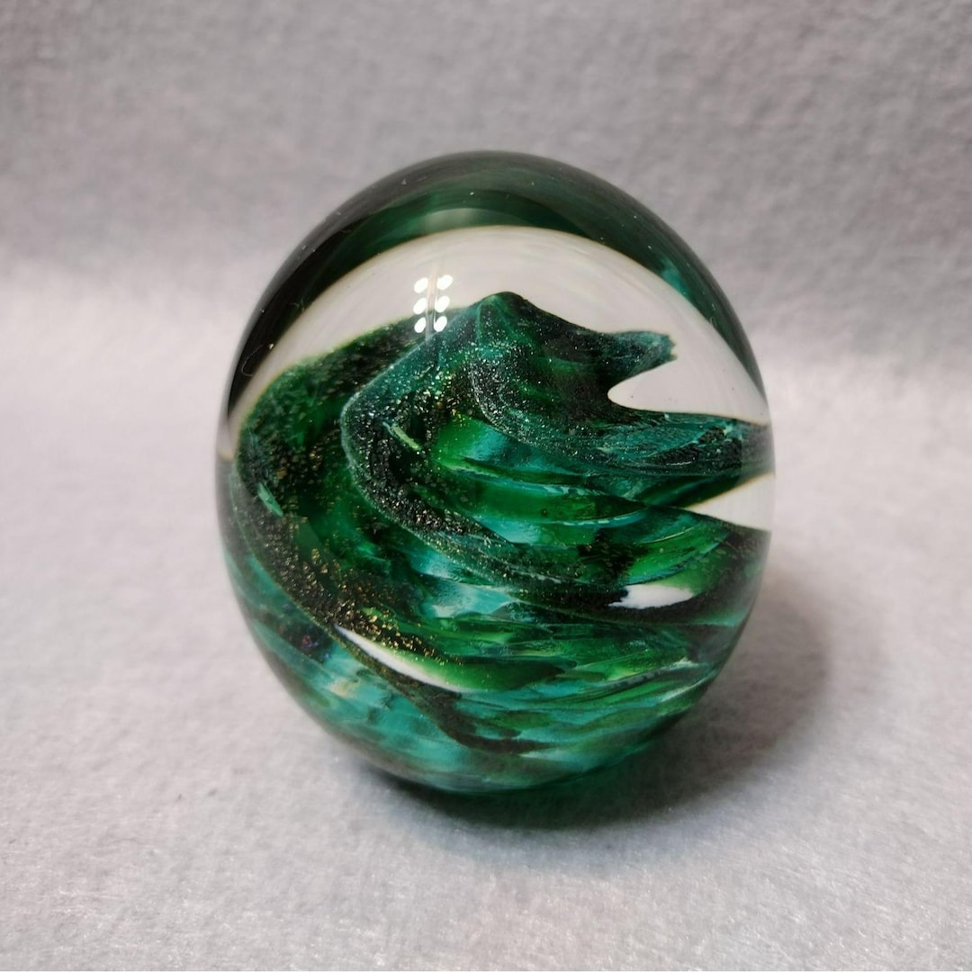 Vintage Chuck Walters Glass Paperweight, Emerald Green, SIGNED C ...