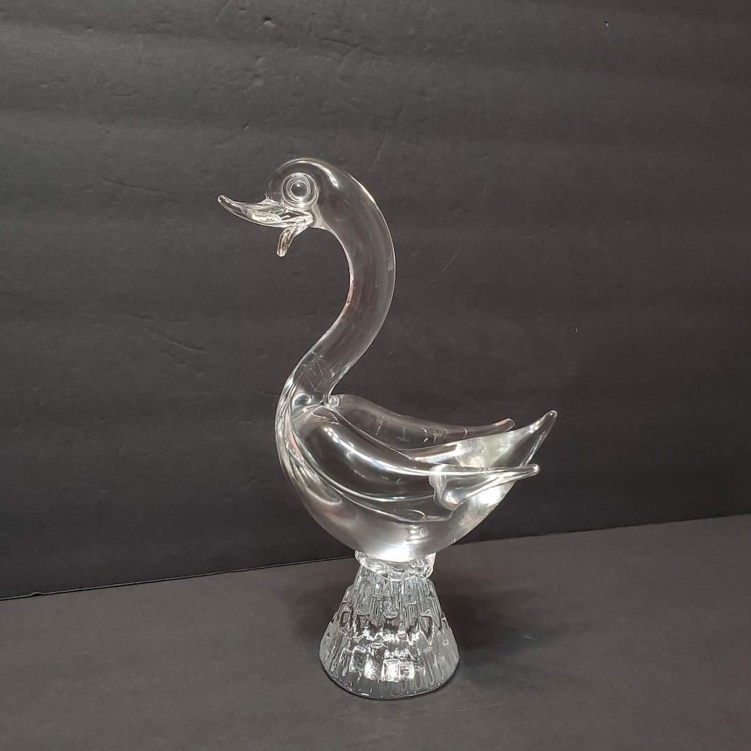 Murano Clear Glass Bird, Glass Duck, Glass Goose Statue, Made in Italy ...