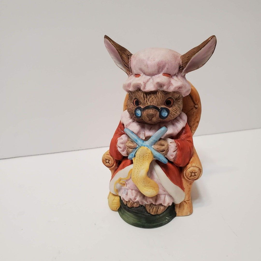 Grandma Rabbit Figurine, Knitting Bunny, Porcelain Figurine, Easter ...