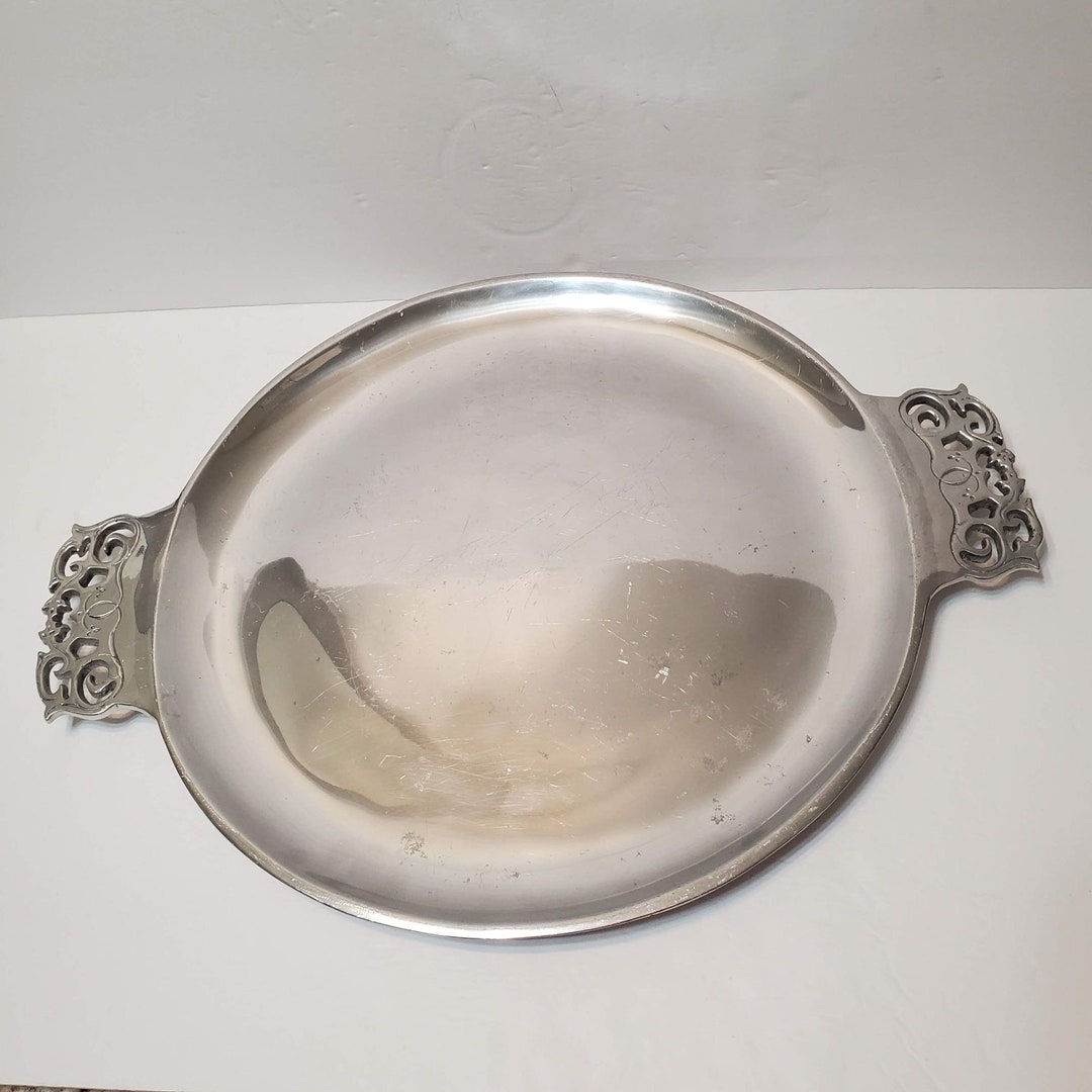 Vintage Nambe Large Tray Platter, Ornate Handles, Mid Century Modern ...