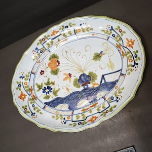 Garofano Antique Italian Platter, 15 Inch Serving Dish, Faience Pottery ...