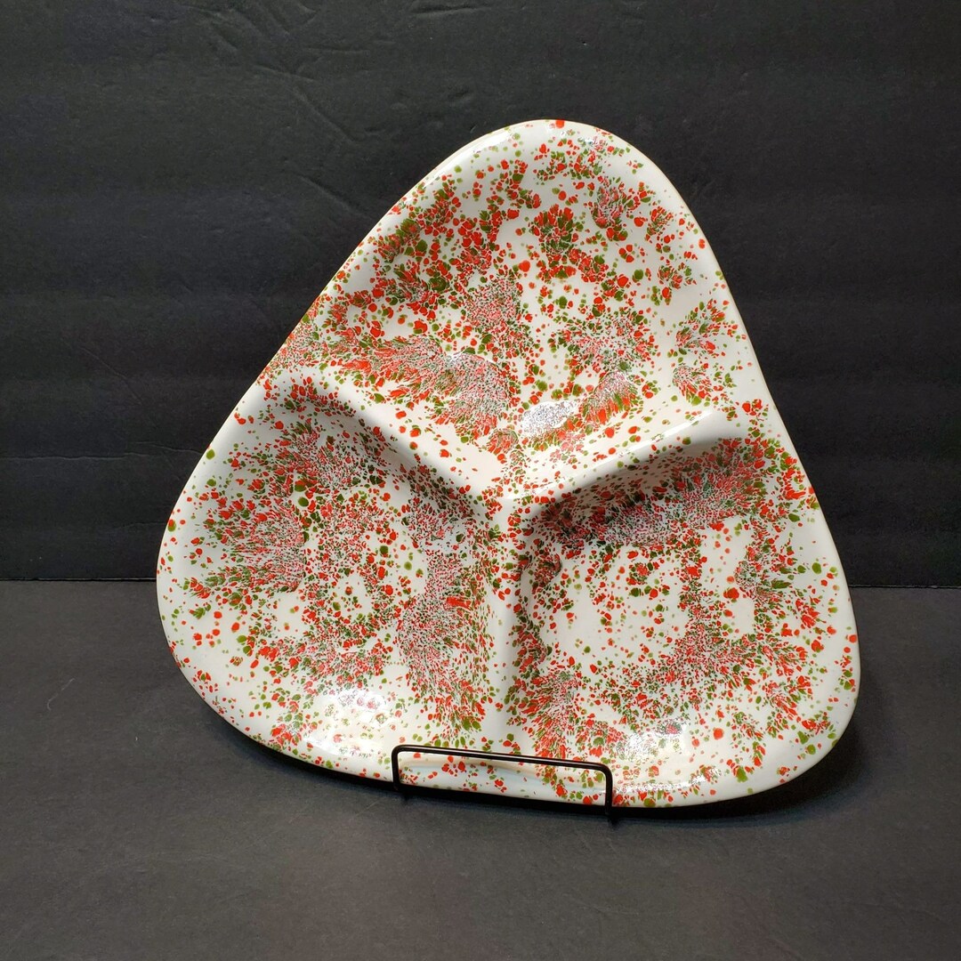 Retro Mid Century Modern Atomic Splatter Divided Dish, MCM, Orange ...