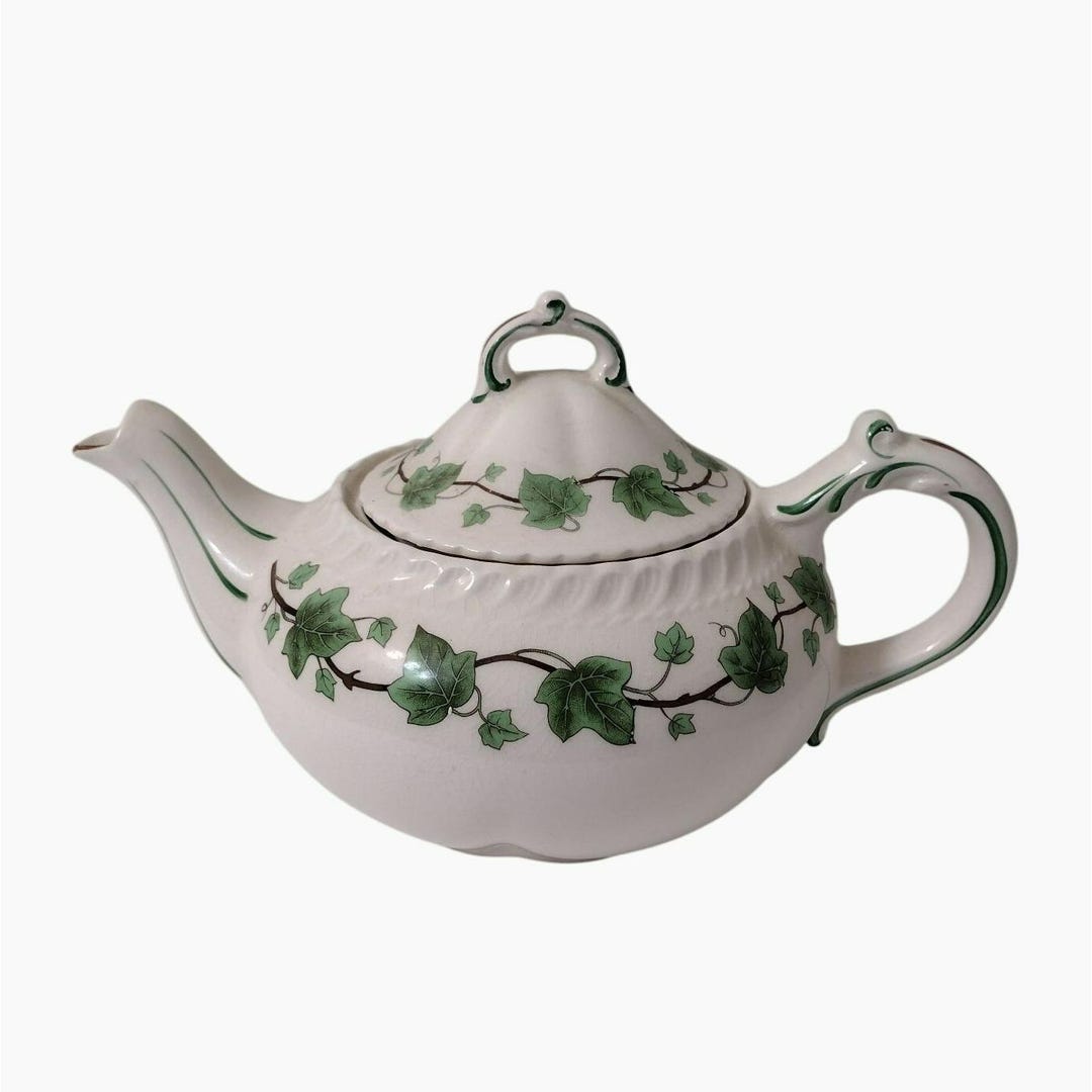 Antique Harker Teapot, Royal Gadroon Ivy Green Tea Pot, RARE, 1930s ...