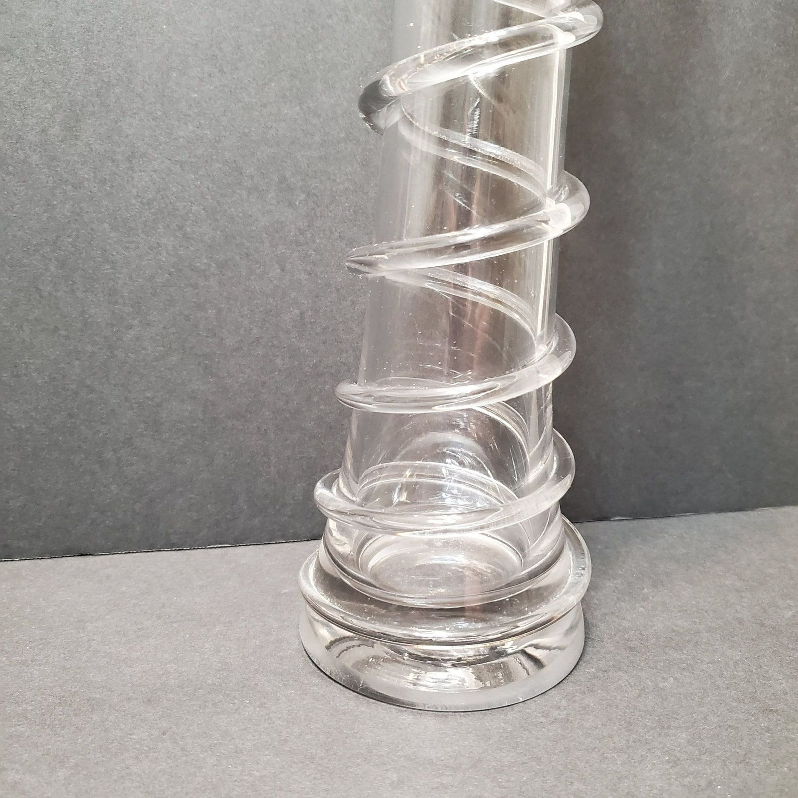 Hand Blown Clear Glass Spiral Vase, Asymmetric, 20 Inch Vase, Trumpet ...