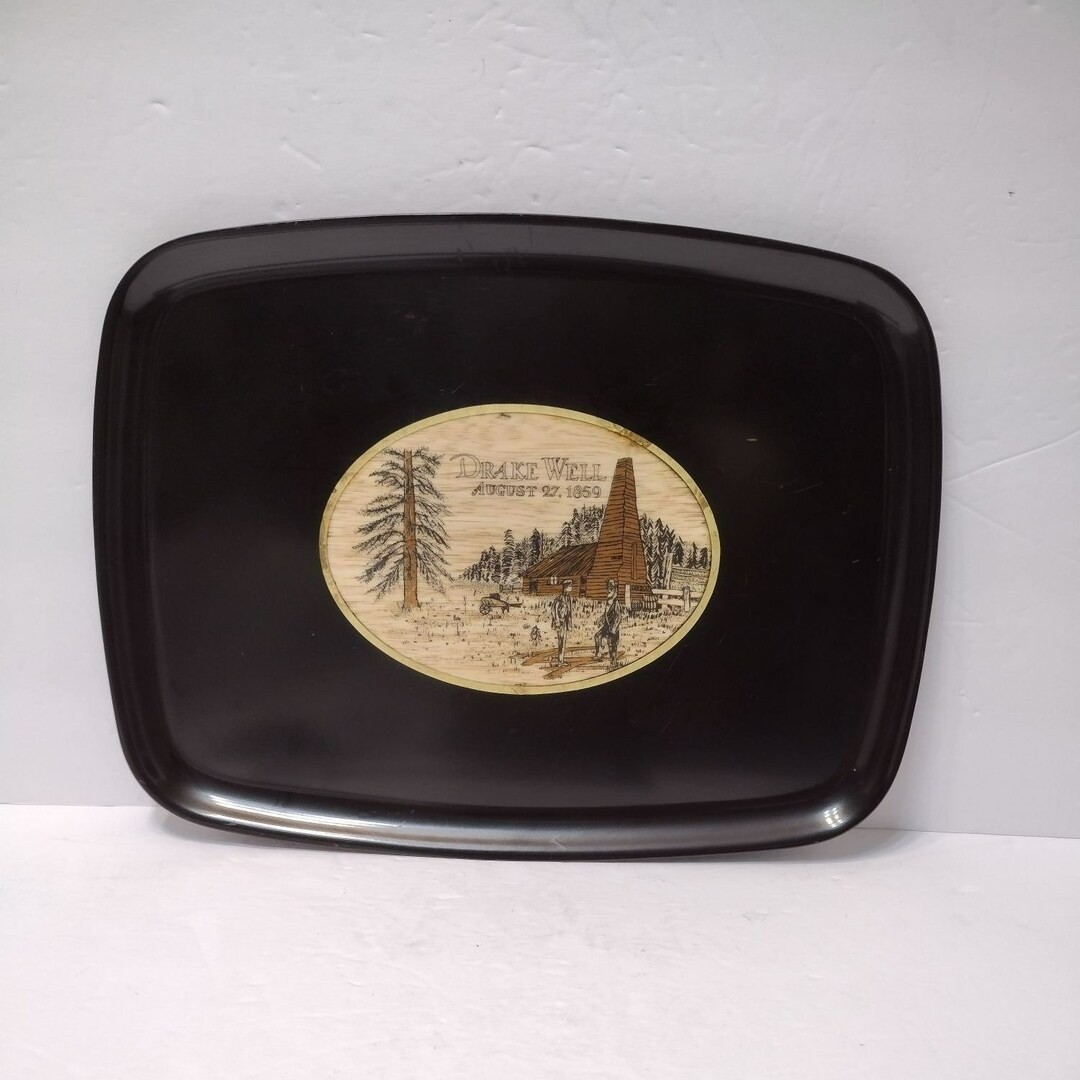 Couroc Tray, Vintage , Mid Century, Drake Well, 1859, Pennsylvania Oil ...