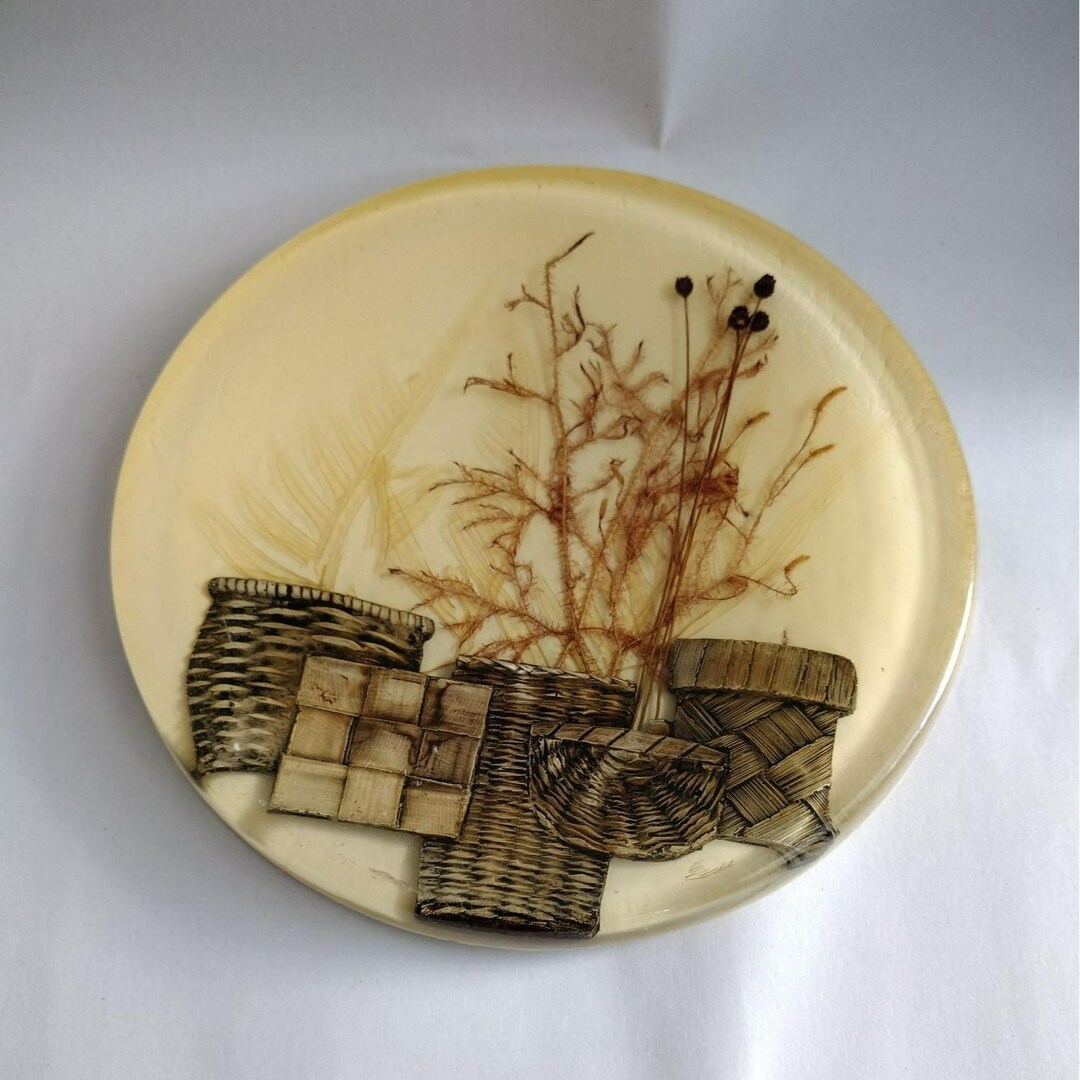 Vintage Acrylic Resin Lucite Trivet With Dried Flowers & Basket, 7.5 ...