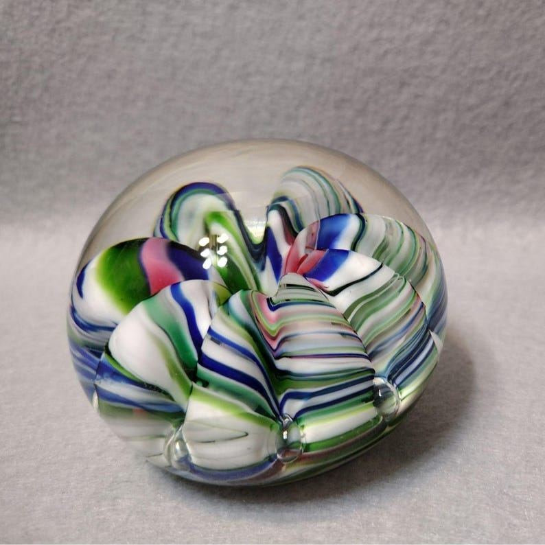 Vintage Joe St Clair Paperweight, Multi-color Ribbon Crimp, 3 Inch ...