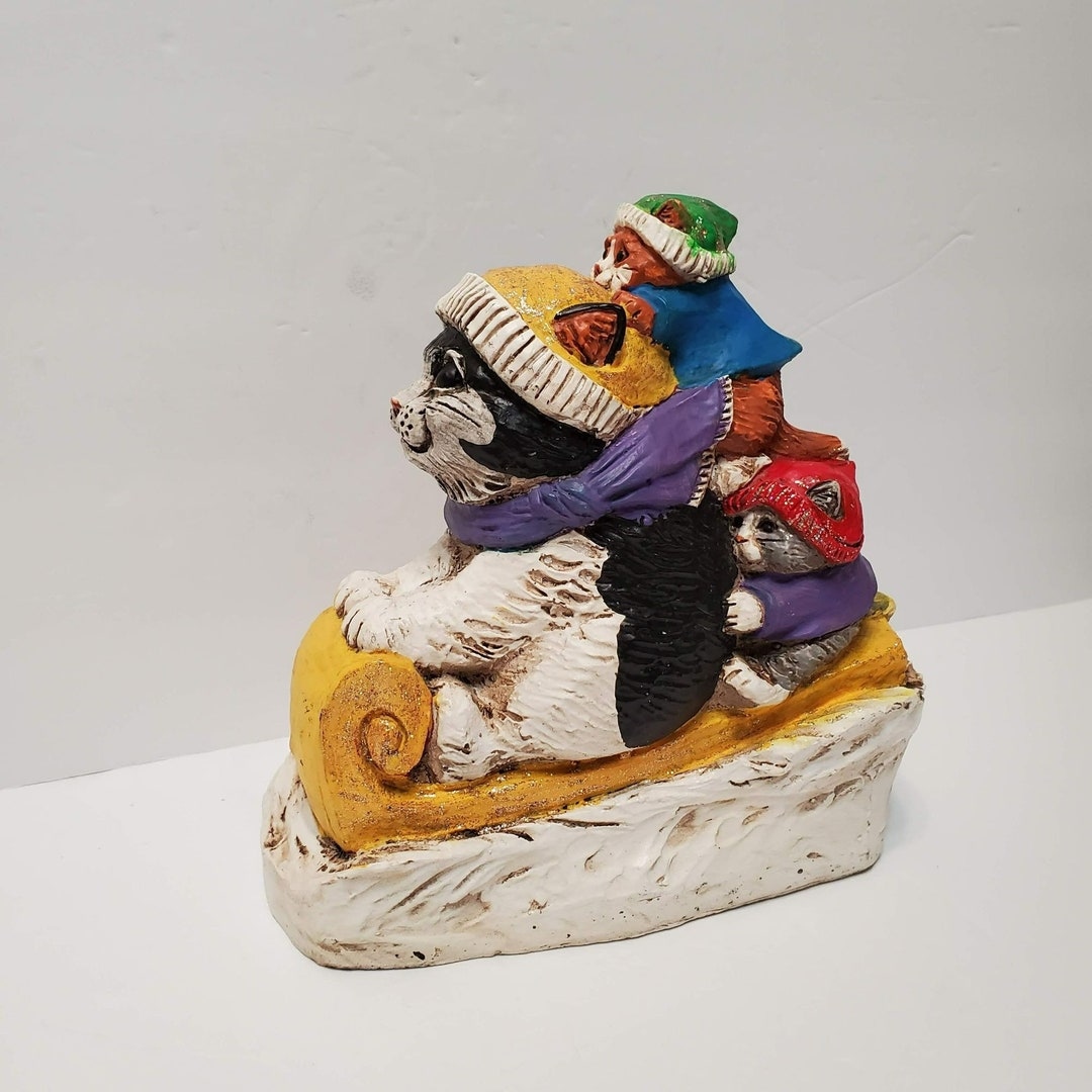 Cat Family Sleigh Telle M Stein Cat Statue Cat Figurine - Etsy