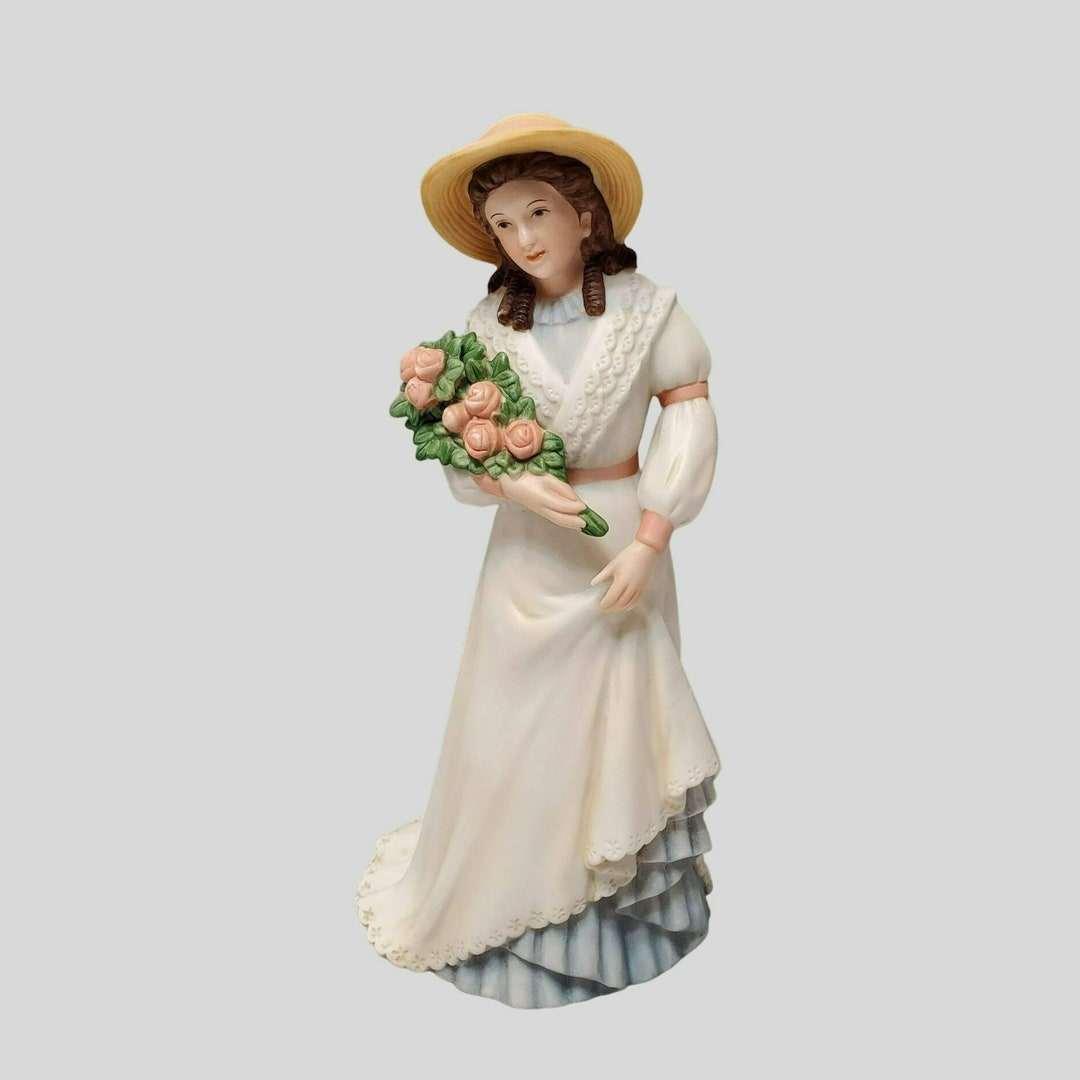 Vintage HOMCO Porcelain Figurine, Lady Holding Flowers, 1468, 1960s ...