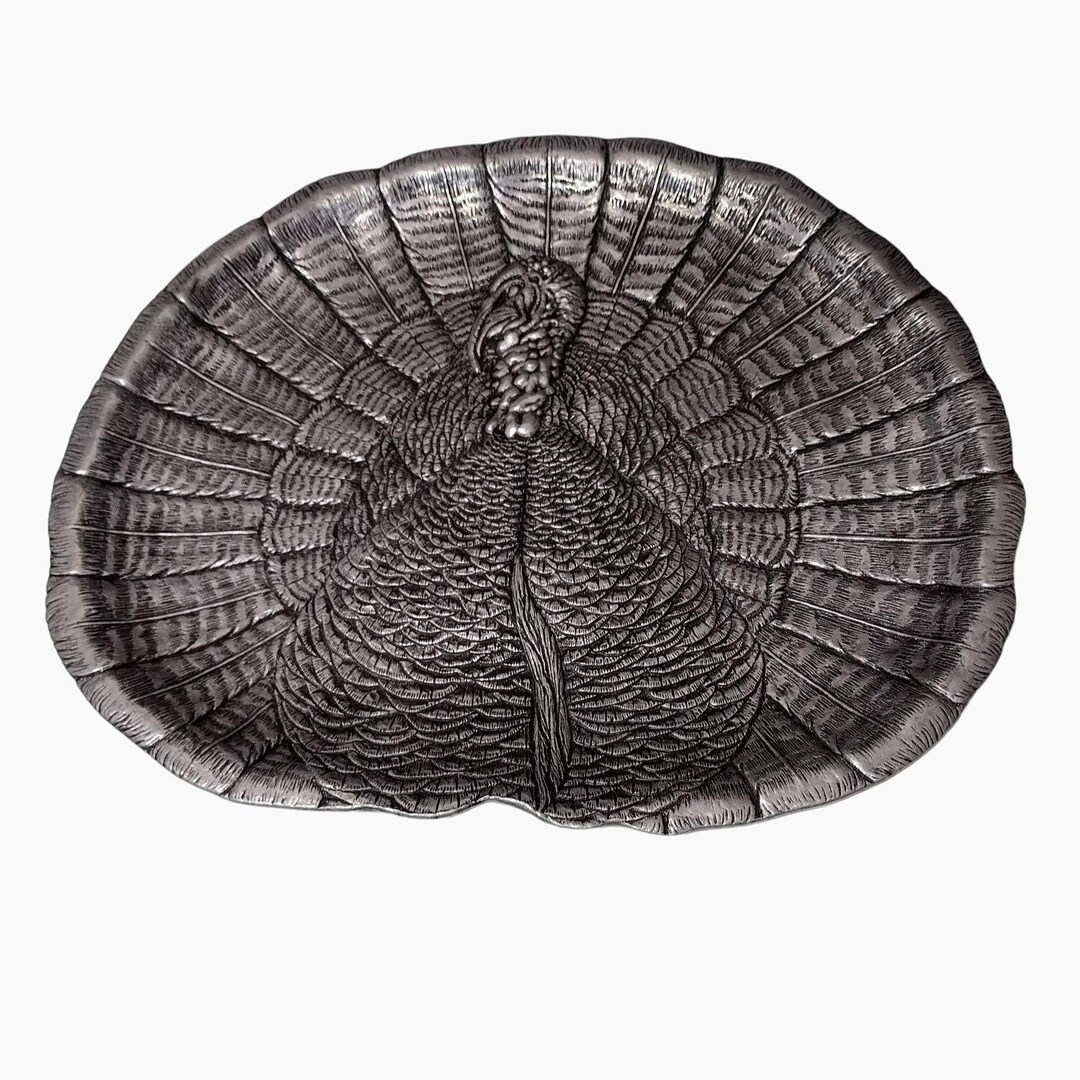 Vintage Carson Pewter Turkey Platter, 18" Decorative Tray, 1970s, Retro ...
