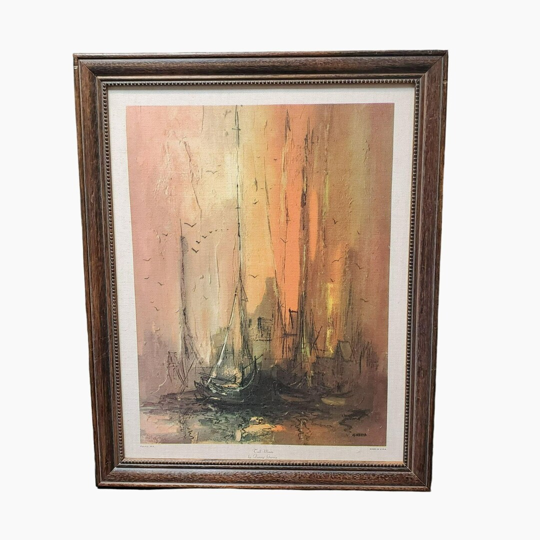 Vintage Danny Garcia Tall Masts Ship Art, Canvas Print, Framed Ship ...