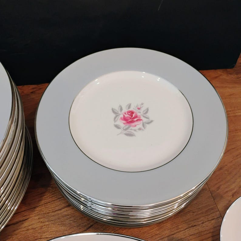 Vintage MCM China Dinnerware, 1950s, Flintridge Miramar Platinum Trim ...