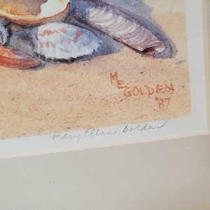 Mary Ellen Golden Art, Signed Lithograph Print, Matted, 1987, Coastal ...