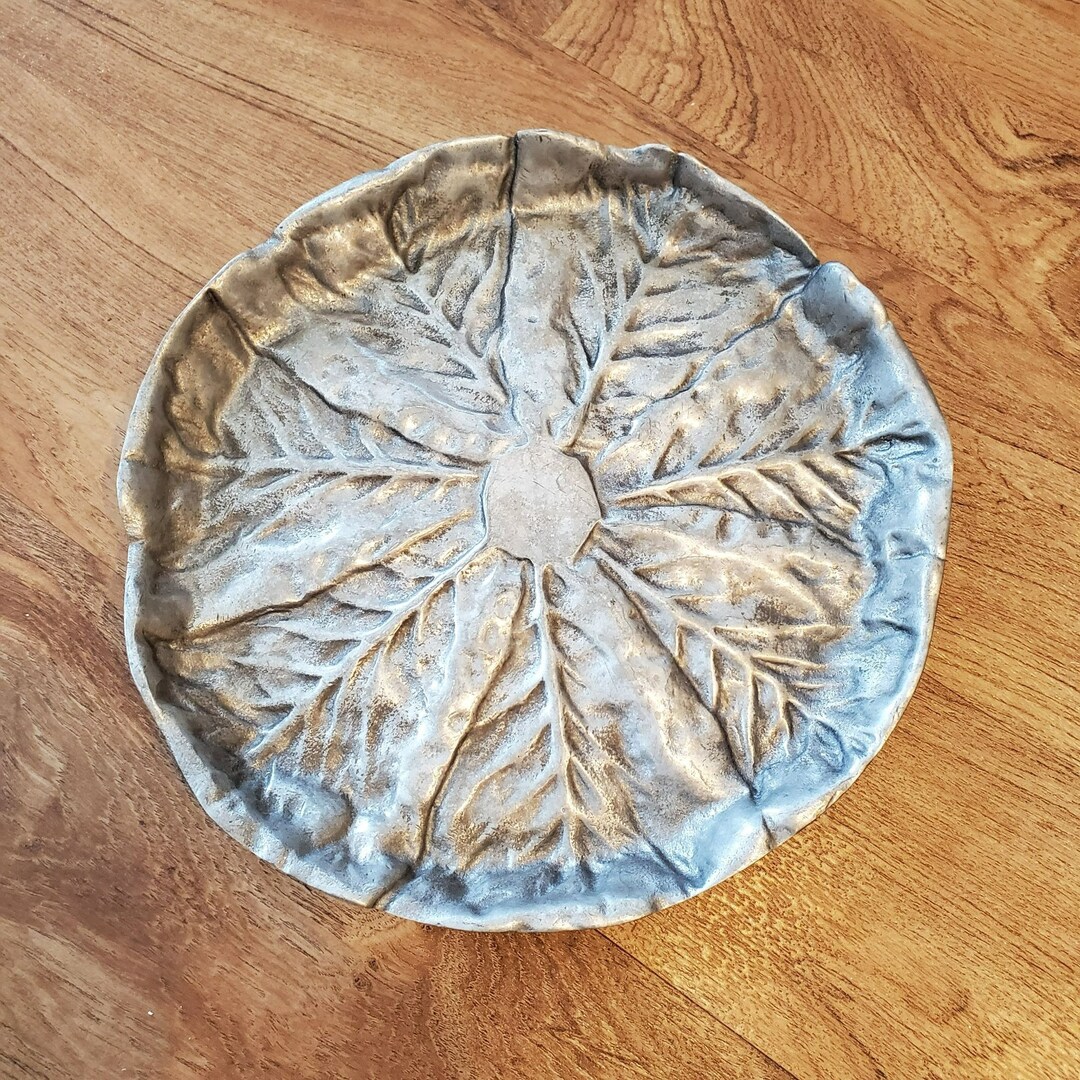 Vintage Pewter Cabbage Platter, Leaf Serving Tray, 13" Large Silver ...