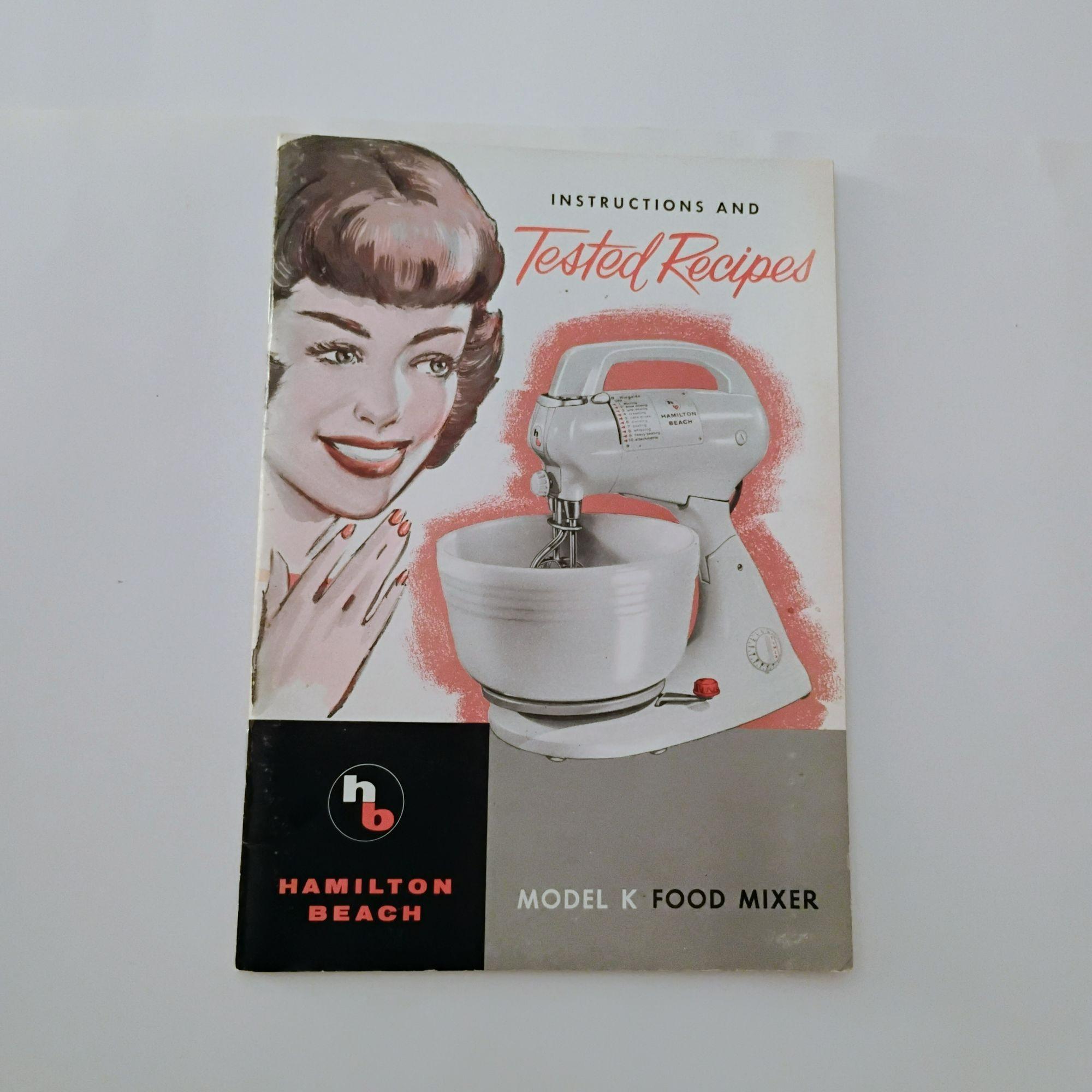 1940s Hamilton Beach Model K Food Mixer Manual Book Recipe Instructions ...