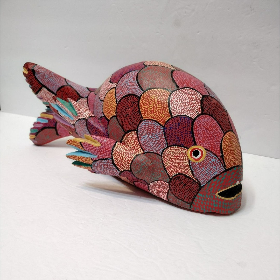 Pepe Santiago Oaxacan Alebrije Folk Art Fish Statue, Hand Painted, Wood ...