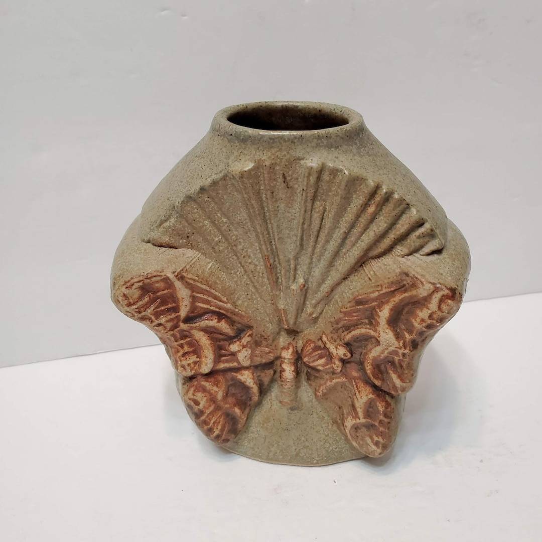 Bernard Rooke Art Pottery Butterfly Vase, Brutalist, Vintage Vase ...