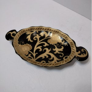 Amita Porcelain Soap Dish Trinket Tray Black Gold Art - Etsy