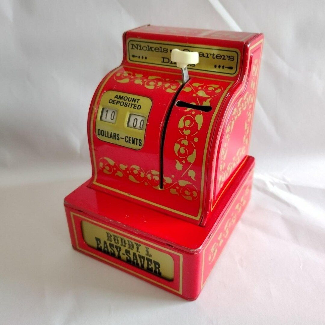 Vintage Buddy L Easy-saver Tin Coin Bank Register Mechanical Red Metal ...