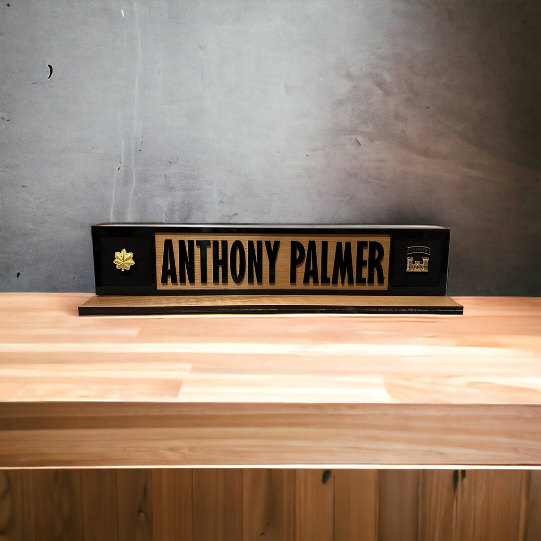 US Military Desk Name Plate: Interchangeable Rank & Branch Display - Etsy
