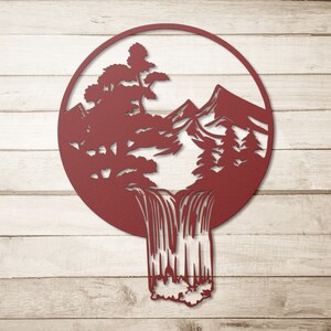 Mountain Waterfall Metal Wall Art, Nature Lover Gift, Lake House Decor ...