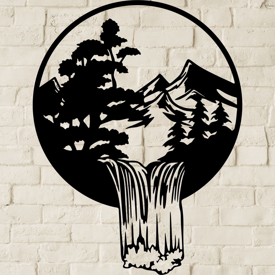 Mountain Waterfall Metal Wall Art, Nature Lover Gift, Lake House Decor ...