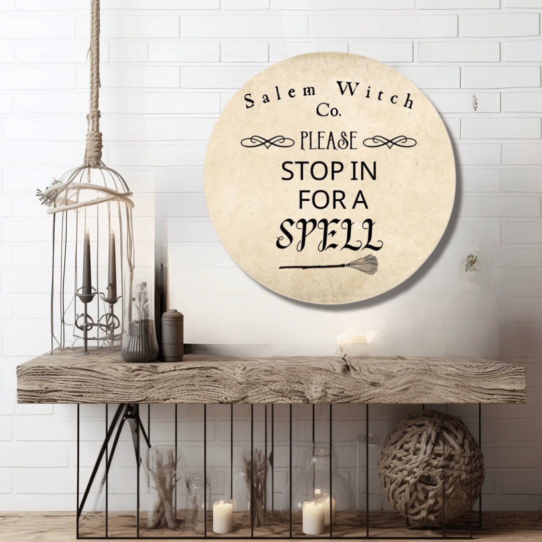 Samhain Salem Witch Wooden Sign Handcrafted Halloween Décor Witchcraft ...