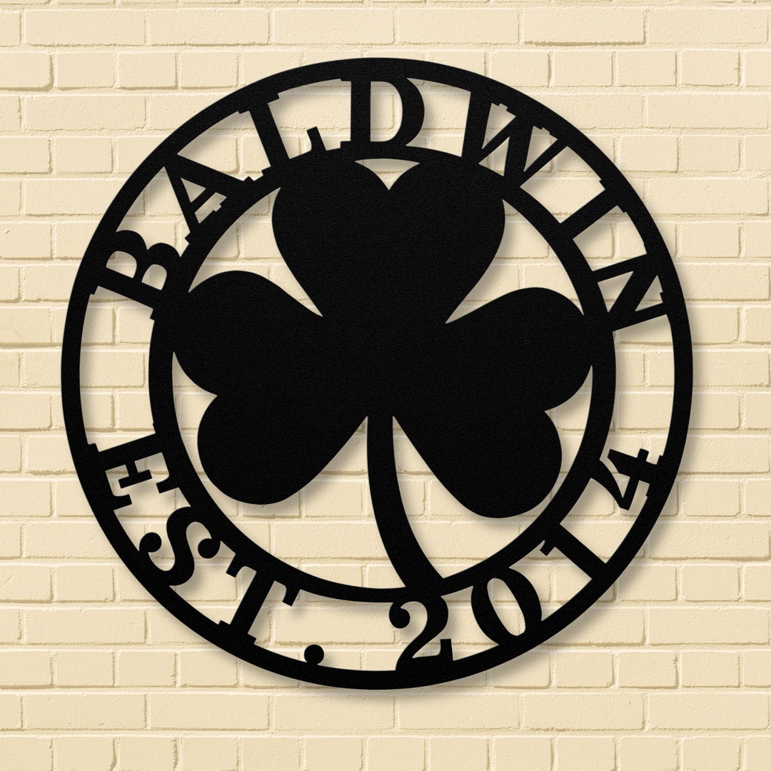 Custom Ireland Welcome Sign,personalized Irish Shamrock Monogram Wall ...