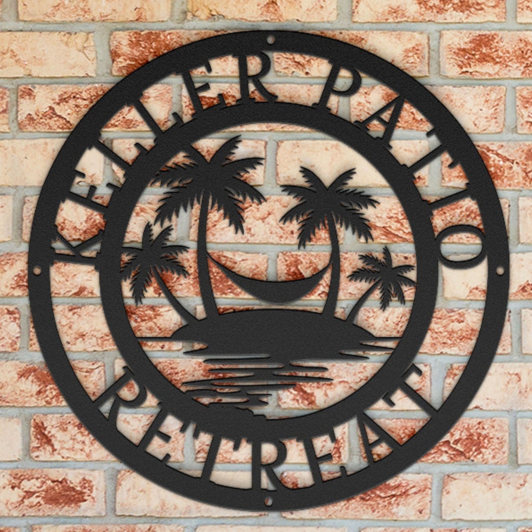 Personalized Tropical Patio Sign Custom Pool Sign Palm Trees Tropical ...