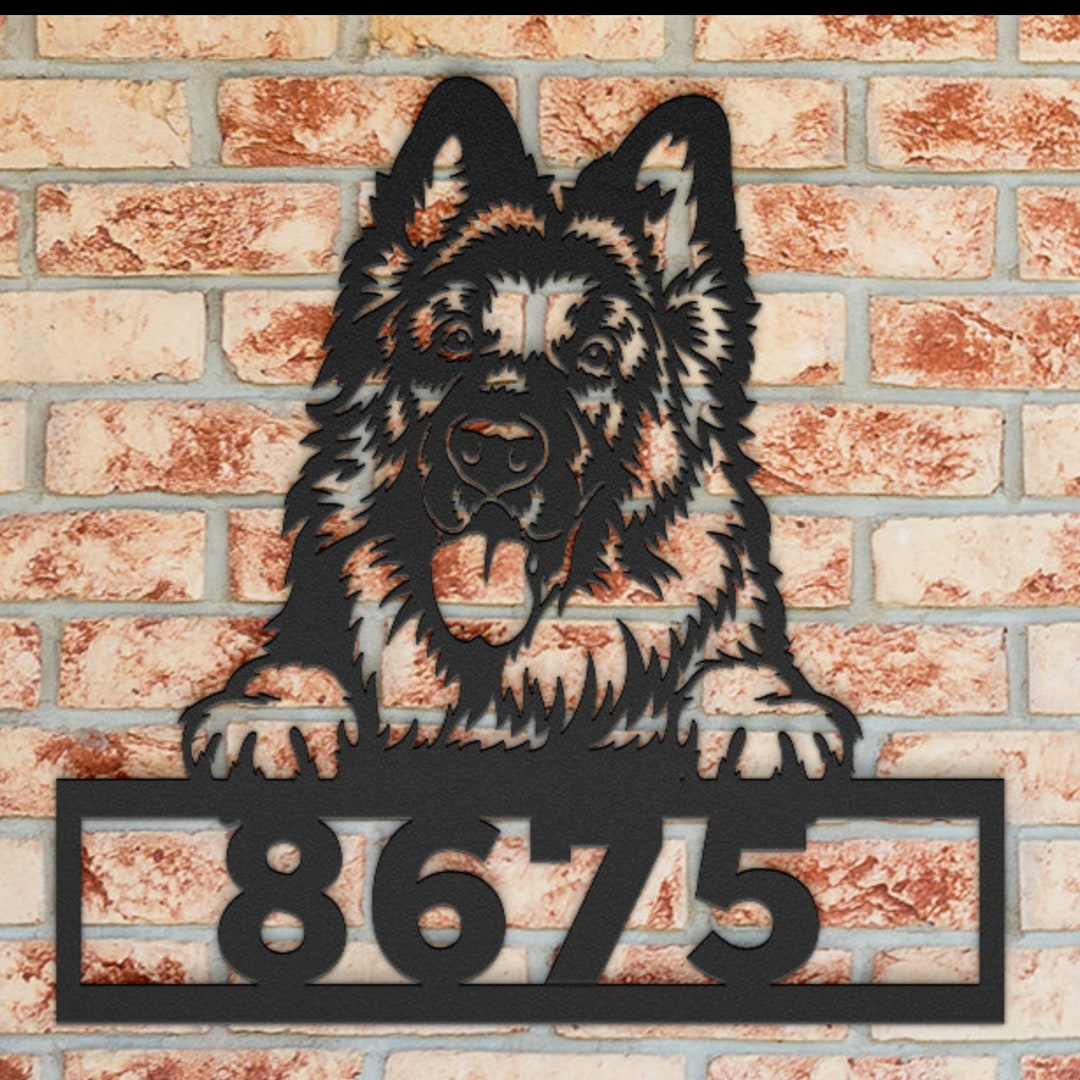German Shepherd Metal Address Sign for House Personalized Welcome ...