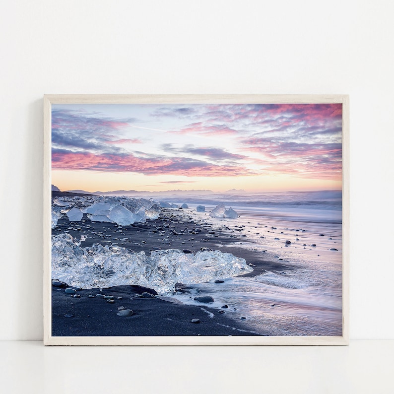 DIGITAL DOWNLOAD: Sunset at Diamond Beach South Coast Iceland, Glacial ...
