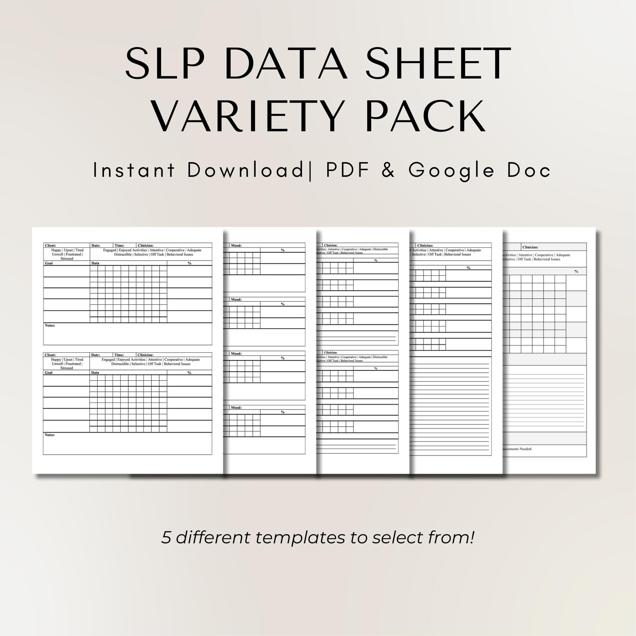 SLP Data Sheet Variety Pack | Group Progress Monitoring | Instant ...