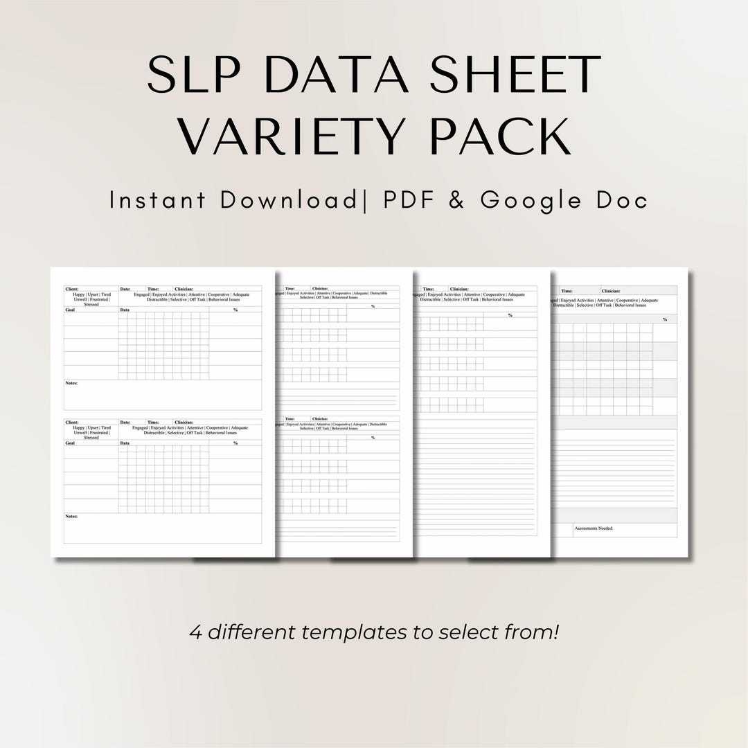 SLP Data Sheet Variety Pack | Instant Download - Etsy