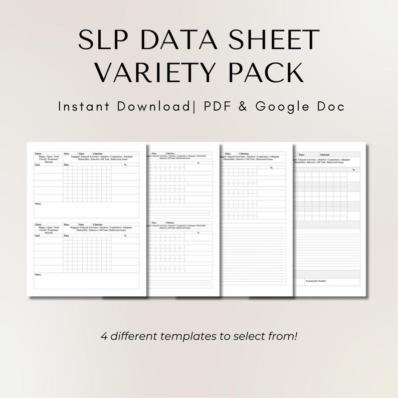SLP Data Sheet Variety Pack | Instant Download - Etsy