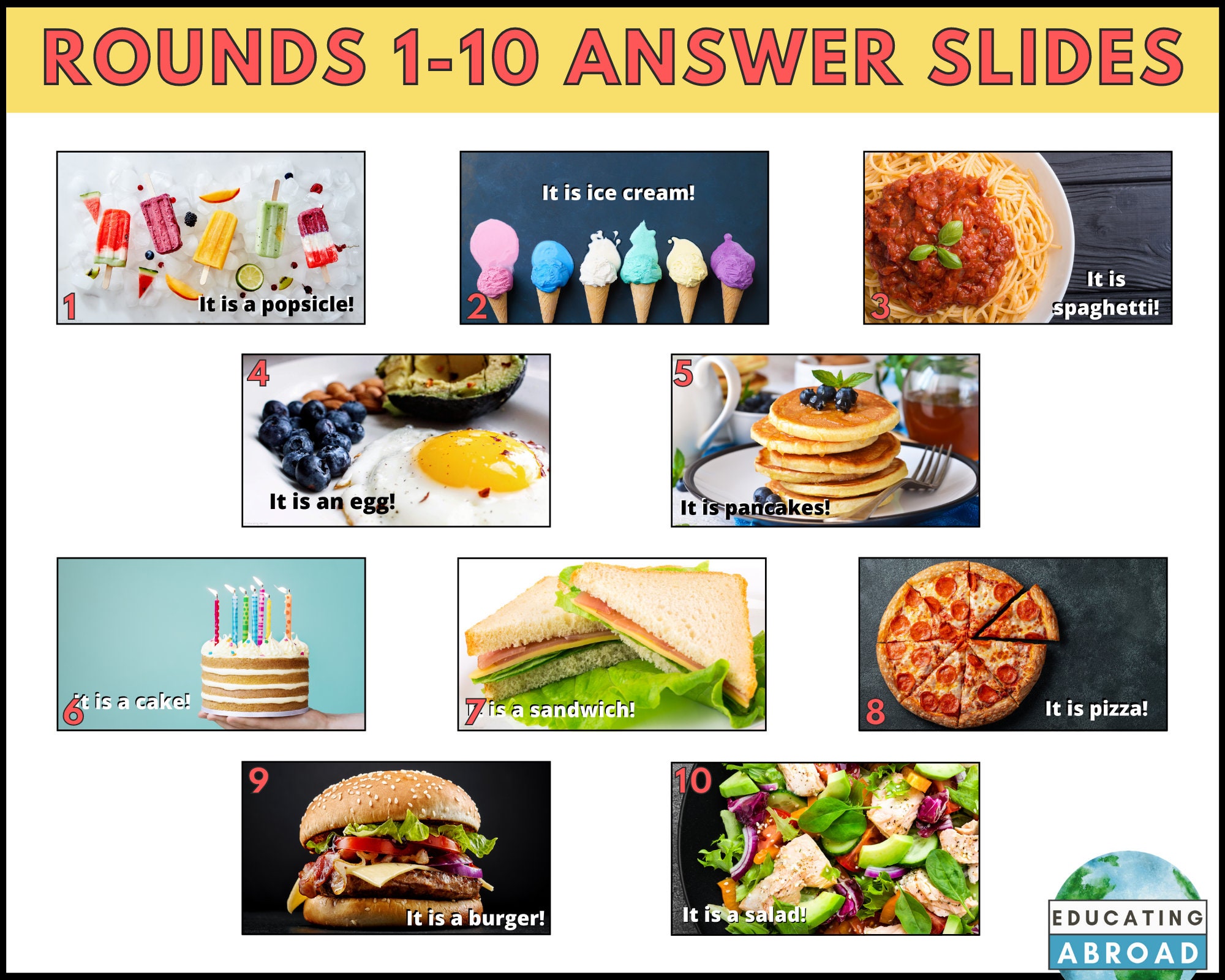 Food Theme Classroom Activity for Fun Kids Guessing Game for Classroom ...