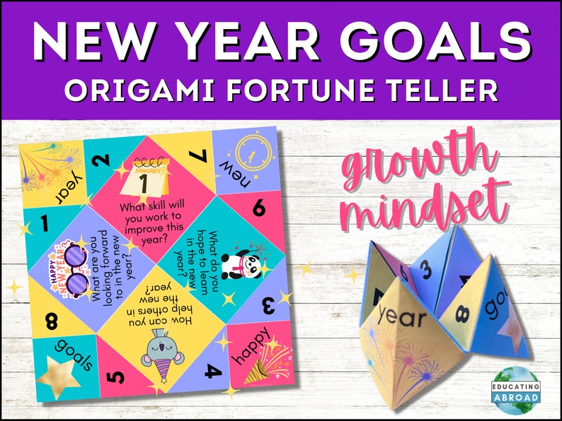 New Year's Eve Origami Fortune Teller: Goal Setting Craft (PDF) - Etsy