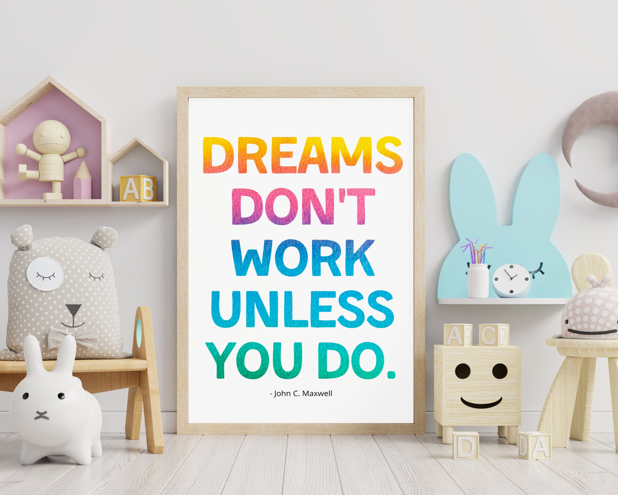Inspirational Classroom Poster: Dreams Don't Work Quote (digital ...